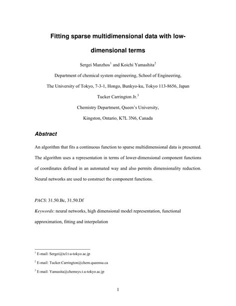 Pdf Fitting Sparse Multidimensional Data With Low Dimensional Terms