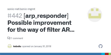Arpresponder Possible Improvement For The Way Of Filter Arp Packets · Issue 442 · Sonic Net