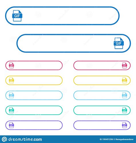  File Format Icons In Rounded Color Menu Buttons Stock Vector