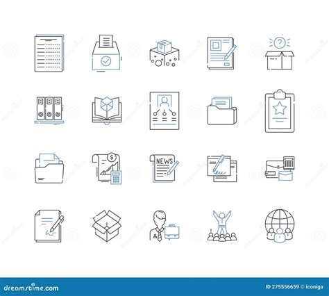 Document Management Line Icons Collection Organization Efficiency Security Automation