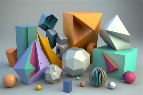 Premium Ai Image A Group Of Geometric Shapes Including One That Saysgeometricon It