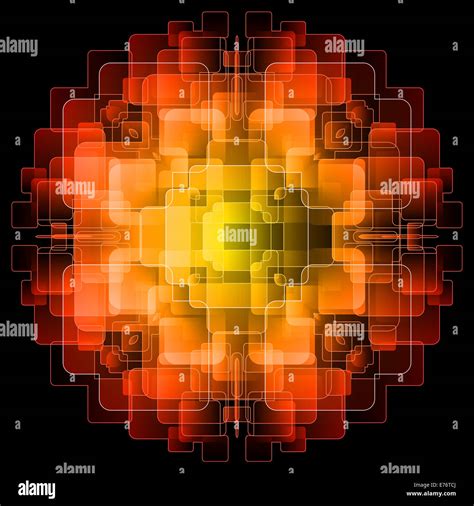 Abstract Background With Digital Screens Overlapping Illustration In Red Orange And Yellow