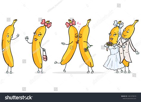 Vector Set Cartoon Male Female Banana Stock Vector Royalty Free Shutterstock
