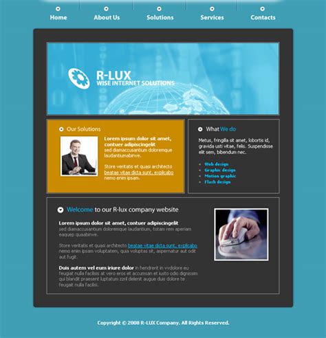 Blue Globe Css Template 3366 Communications Website Templates
