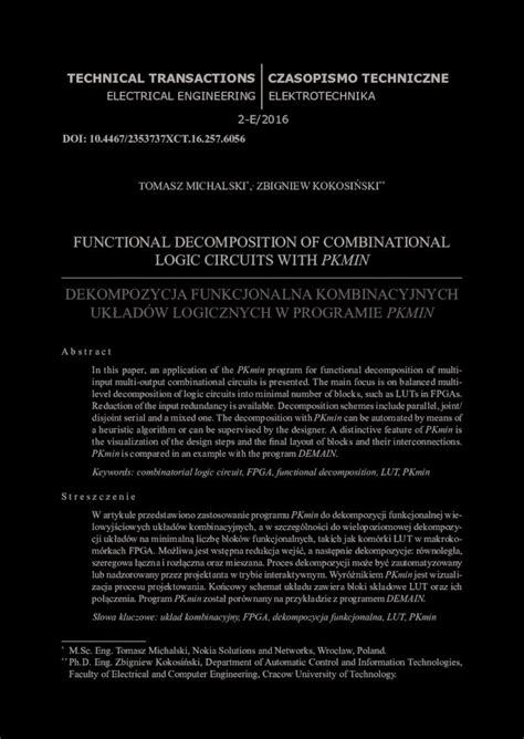 Pdf Dekompozycja Funkcjonalna Kombinacyjnych · Advantages And Avoid