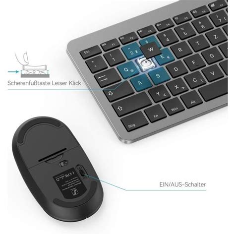 Kit Clavier Souris Sans Fil Ultra Fin Rechargeable Sans Fil Ergonomique Avec Protection Anti