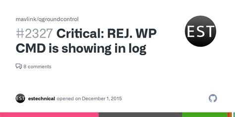 Critical Rej Wp Cmd Is Showing In Log · Issue 2327 · Mavlink