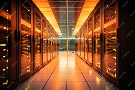 Empty Server Room With Soft Lighting And Shadows Premium Ai Generated Image