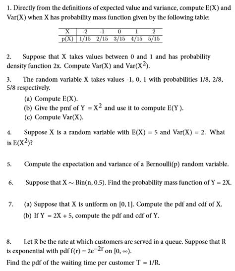 Solved Directly From The Definitions Of Expected Value And