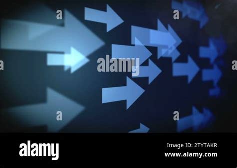 Animation Of Multiple Gradient Blue Arrows Pointing In The Same Direction With Moving Glowing