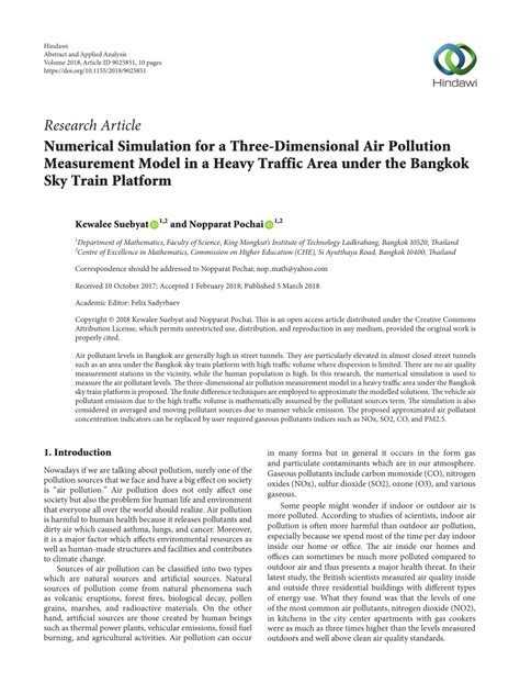 Pdf Numerical Simulation For A Three Dimensional Air Pollution