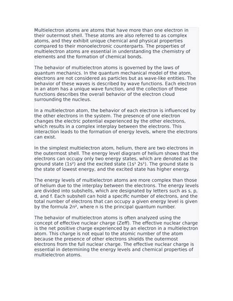 Multielectron Atoms Are Atoms That Have More Than One Electron In Their