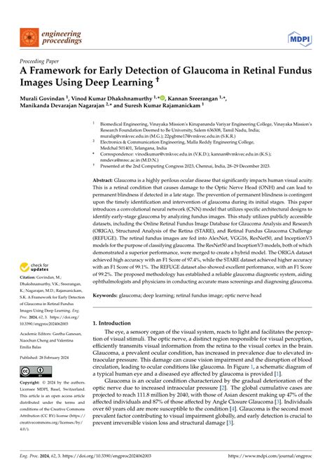 PDF A Framework For Early Detection Of Glaucoma In Retinal Fundus Images Using Deep Learning