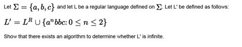 solved let ta b c and let l be a regular language defined