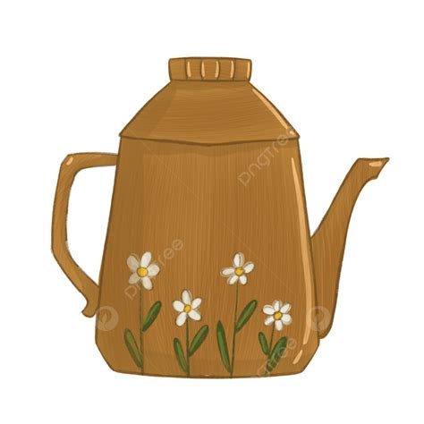 Free Download Flower Png Image Cute Cartoon Tea Pot With Daisy Flower Illustration Free