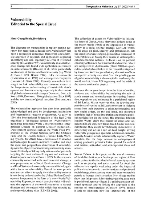 Pdf Vulnerability Editorial To The Special Issue