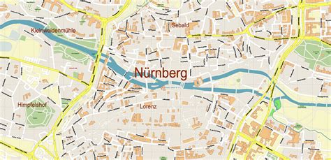 Nuremberg Nürnberg Germany Map Vector City Plan High Detailed Street Map Editable Adobe