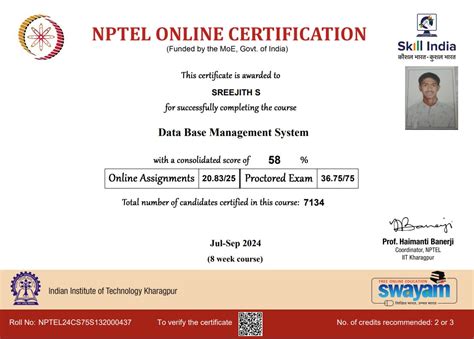 Sreejith Sreekumar On Linkedin Nptel Dbms Learningjourney