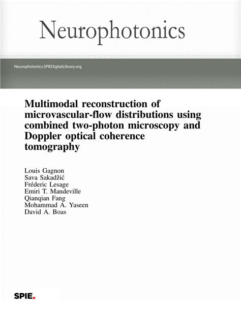 Pdf Multimodal Reconstruction Of Microvascular Flow Distributions Using Combined Two Photon