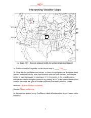 Interpreting Weather Maps Lab KEY Docx KEY Interpreting Weather Maps H L 1a The Local Time In