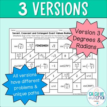 Reciprocal Trig Functions By Calculus And Chai TPT