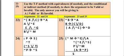 Solved 22 Use The T F Method With Equivalences If Needed Chegg Com