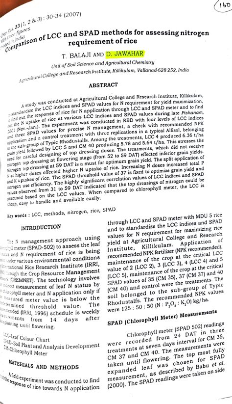 Pdf Comparision Of Lcc And Spad Methods Of Assessing Nitrogen Requirement Of Rice