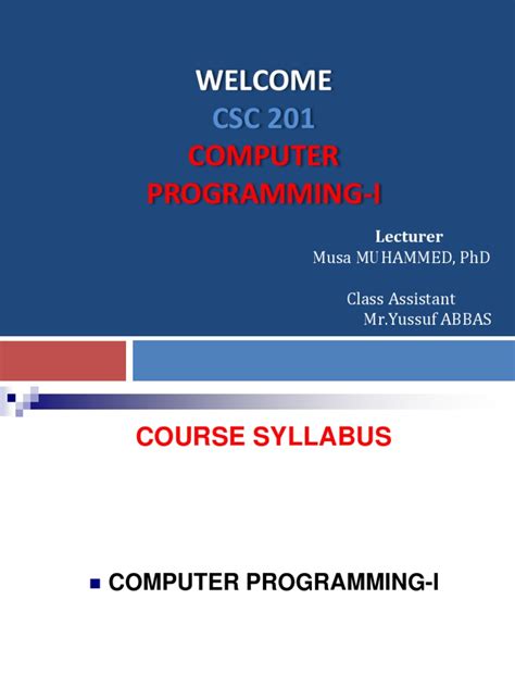 Welcome Computer Programming I Pdf Computer Program Programming