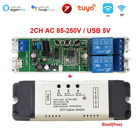 Tuya Zigbee Wifi Smart Home Relay Module Garage Door Relay Ac Dc 7 32v 85 250v Works Alexa