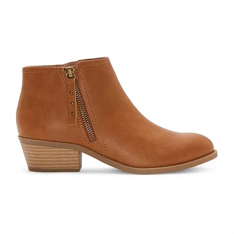 Arizona Jean Co Womens Camino Stacked Heel Booties Color Cognac Jcpenney