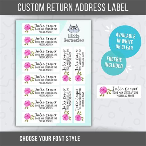 Custom Address Labels Return Address Labels Sheet Of 12 Personalized Mailing Labels Return