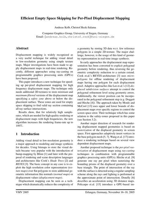 pdf efficient empty space skipping for per pixel displacement mapping