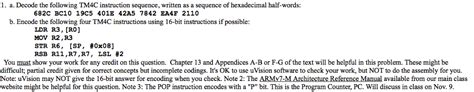 Solved 1 A Decode The Following Tm4c Instruction Sequence