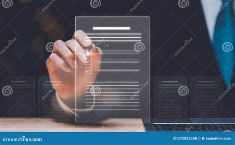 Businessman Checking The Steps Through Document With A List Of Checkboxes Regulation Concepts