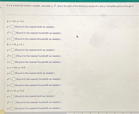 Solved If X Is A Binomial Random Variable Calculate μσ2