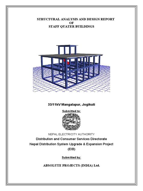 Structural Analysis And Design Report Staff Quarter Manglapur Pdf Bending Deformation
