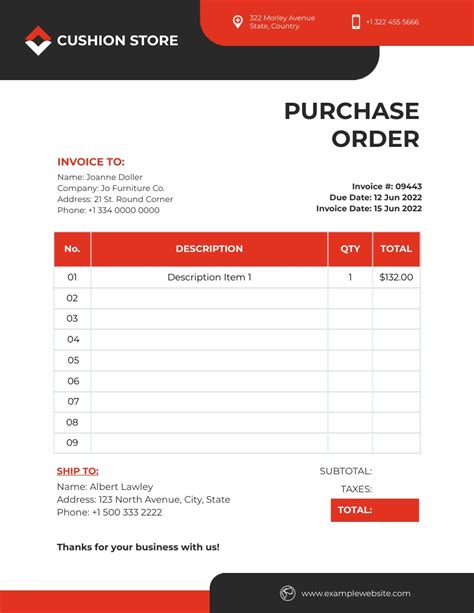 ECommerce Purchase Order Template Visme