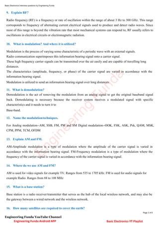 Basic Electronics Interview Questions Pdf