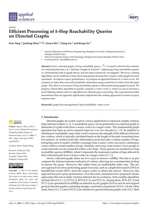 Pdf Efficient Processing Of K Hop Reachability Queries On Directed Graphs