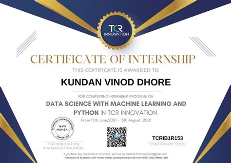 Kundan Dhore On Linkedin Python Internship Ml Datascience Ai Machinelearning