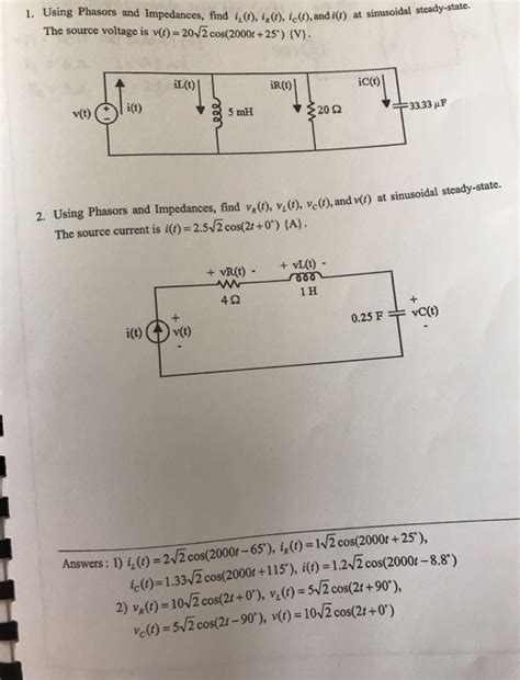 solved 1 using phasors and impedances find 1 6 1