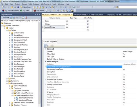 Formula For Computed Column Specification Property In Sql Server 2012