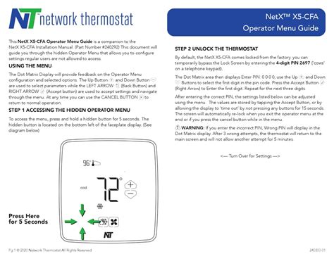 Network Thermostat Netx X5 Cfa Operators Manual Pdf Download Manualslib