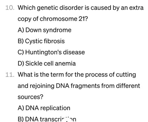 Solved Which Genetic Disorder Is Caused By An Extra Copy Of