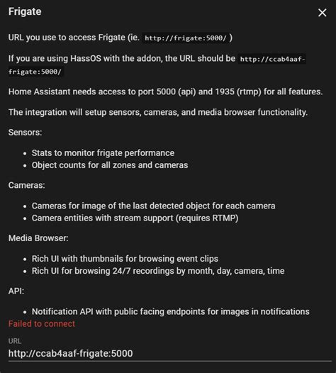 Unable To Connect To Frigate When Installing Frigate Integration