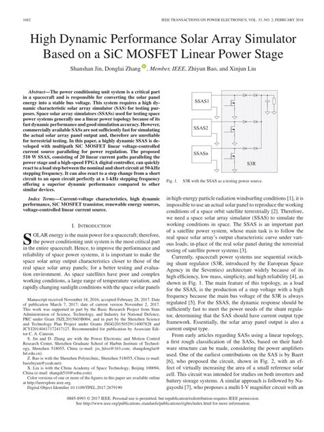 Pdf High Dynamic Performance Solar Array Simulator Based On A Sic Mosfet Linear Power Stage