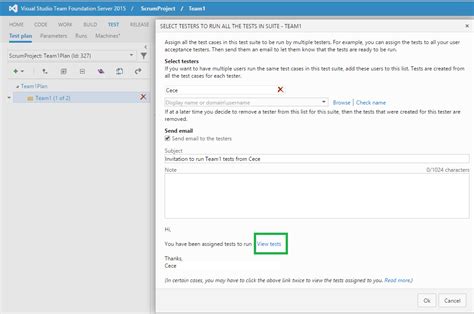 Tfs 2015 Tfs Web Test Case Invitation Via Email Contains Wrong Link