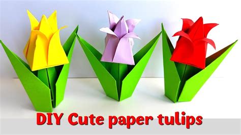 Diy💥Как сделать ТЮЛЬПАНЫ из бумаги БЕЗ КЛЕЯ Youtube