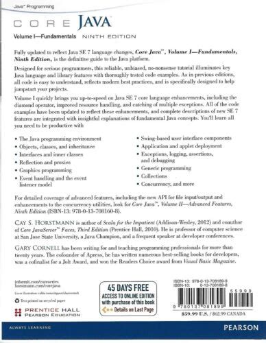 Core Ser Core Java Volume I Fundamentals By Gary Cornell And Cay S Horstmann Trade