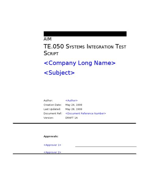 Te050 Systems Integration Test Script Pdf Application Software